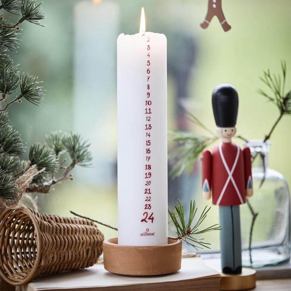 White Scandi Christmas Countdown 1 24 Pillar Candle