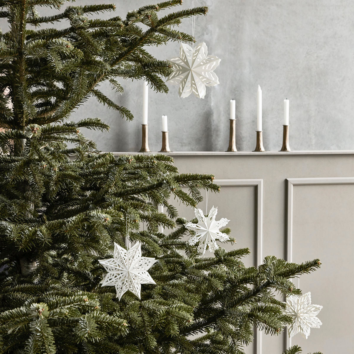 4 White Paper Snowflake Decorations, 15cm | Scandinavian Christmas ...