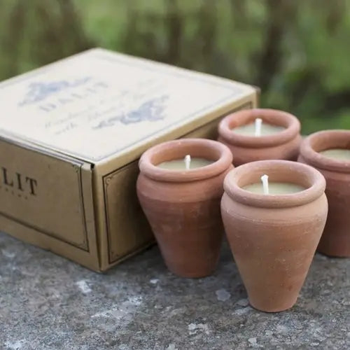 Dalit Handmade Terracotta Beeswax Candles - Box of 4 | 20 hour burntime ...