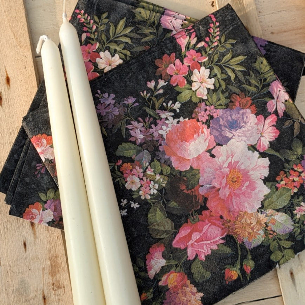Luxe Velvet Rose Paper Napkins | Dark Floral | Eco Friendly 33 x 33cm ...