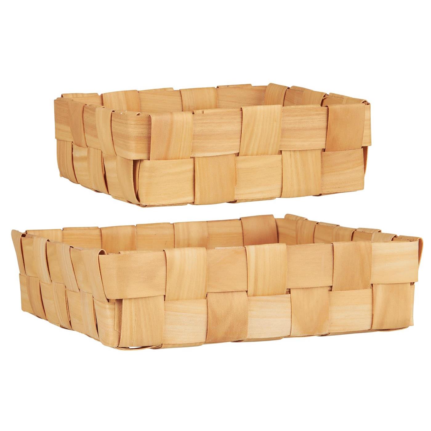 Square Braided Wood Chip Basket in 2 Sizes | Sustainable House & Home ...