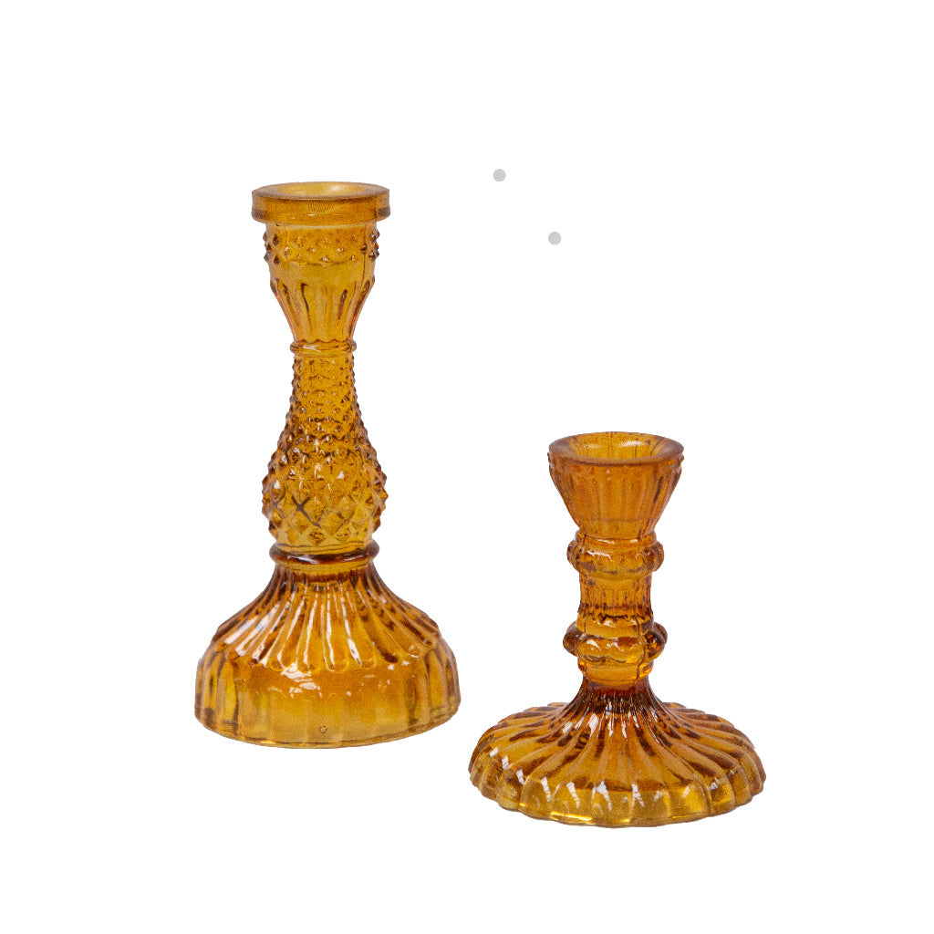 Amber Recycled Glass Dinner Candlestick - 2 Sizes – The Danes