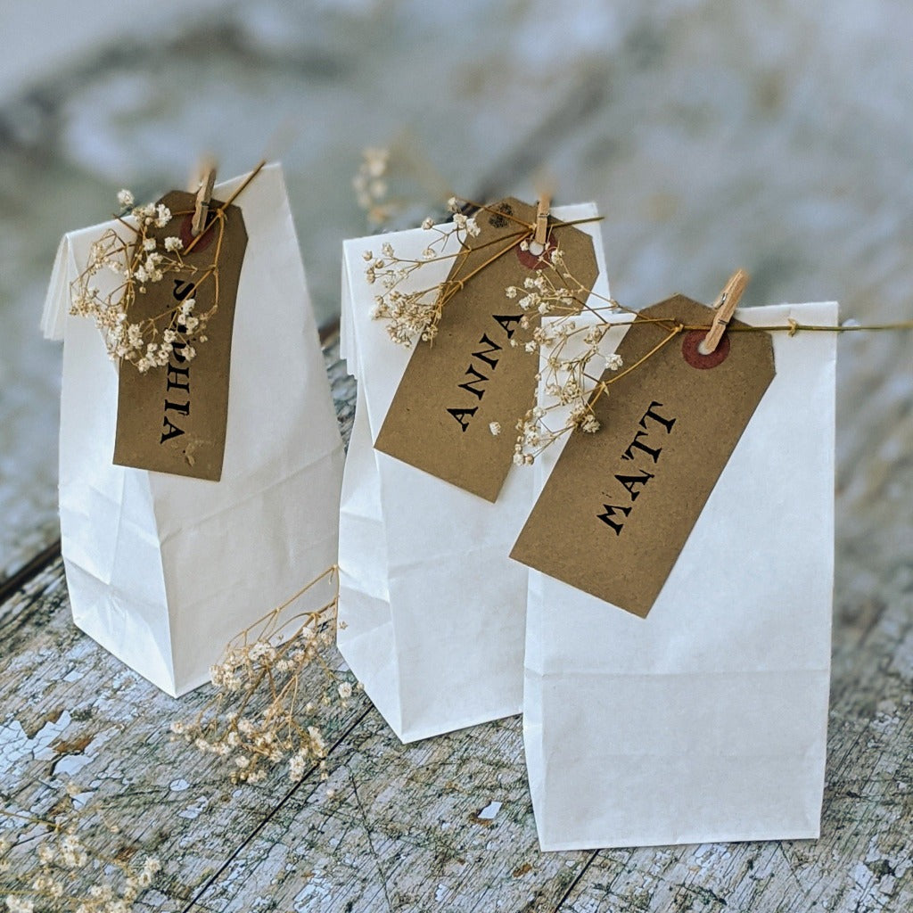 Small White Kraft Block Bottom Paper Bags | Pack of 12 – The Danes