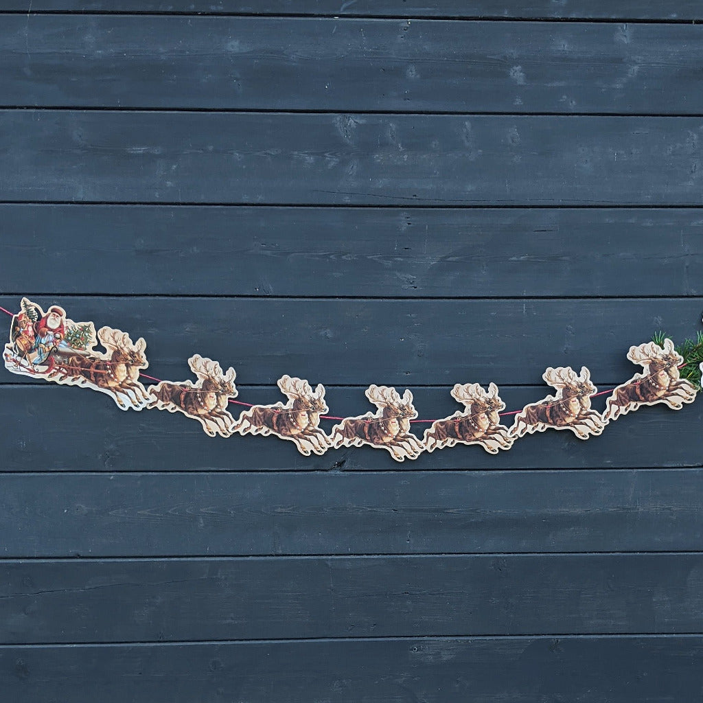 Victorian Paper Christmas Garland - Santa Sleigh – The Danes