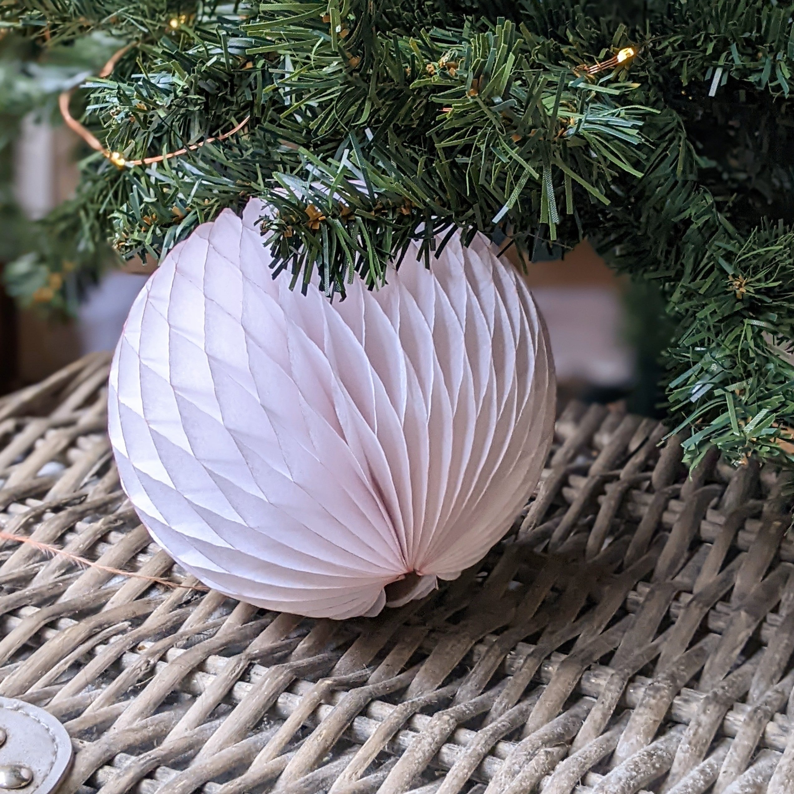 Vintage White Honeycomb Paper Ball - Traditional Christmas Decorations ...