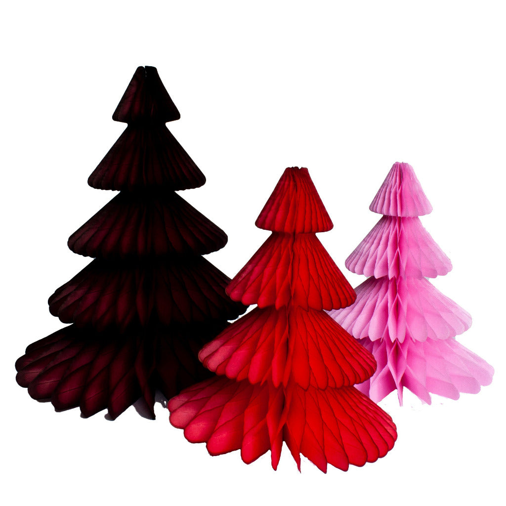 Red Honeycomb Paper Christmas Trees - 2 Sizes | Eco friendly Decoration ...